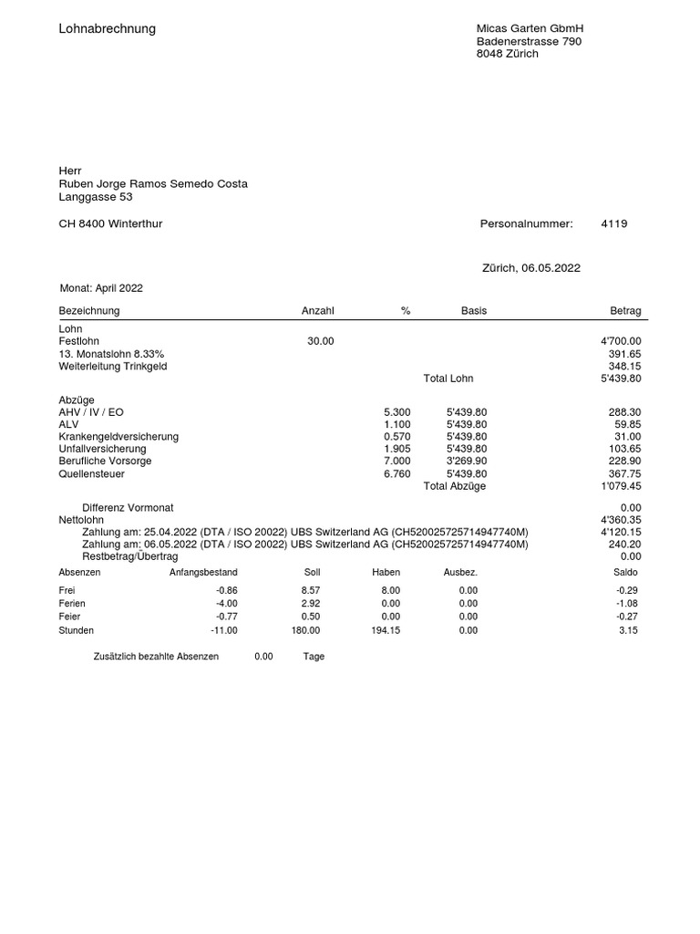 Lohnabrechnung | PDF