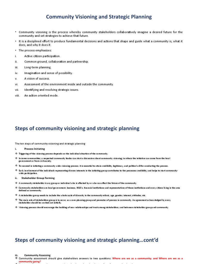 Community Visioning & Strategic Planning Guide | PDF | Strategic ...