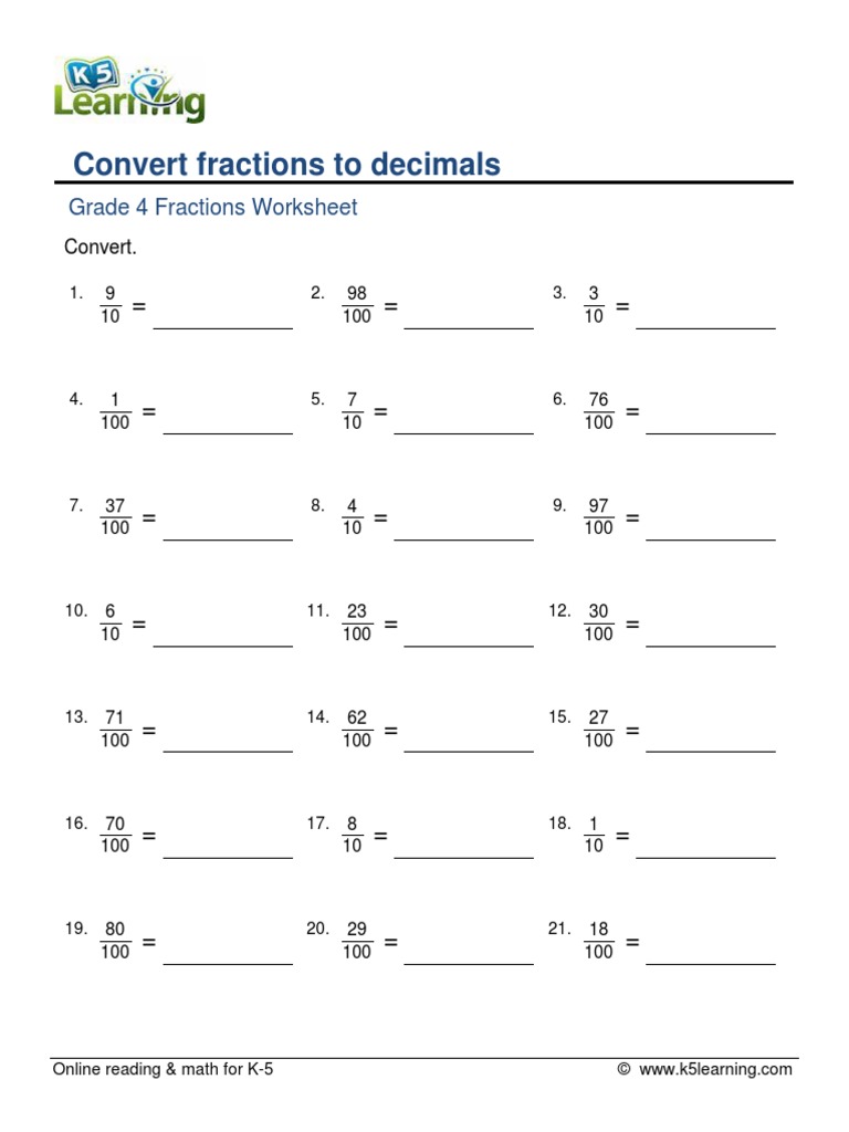 Grade 4 Fractions To Decimals D | PDF | Naming Conventions | Encodings