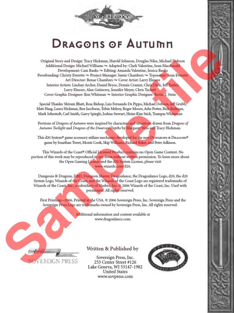 Sample | PDF | Dragonlance | Dungeons & Dragons