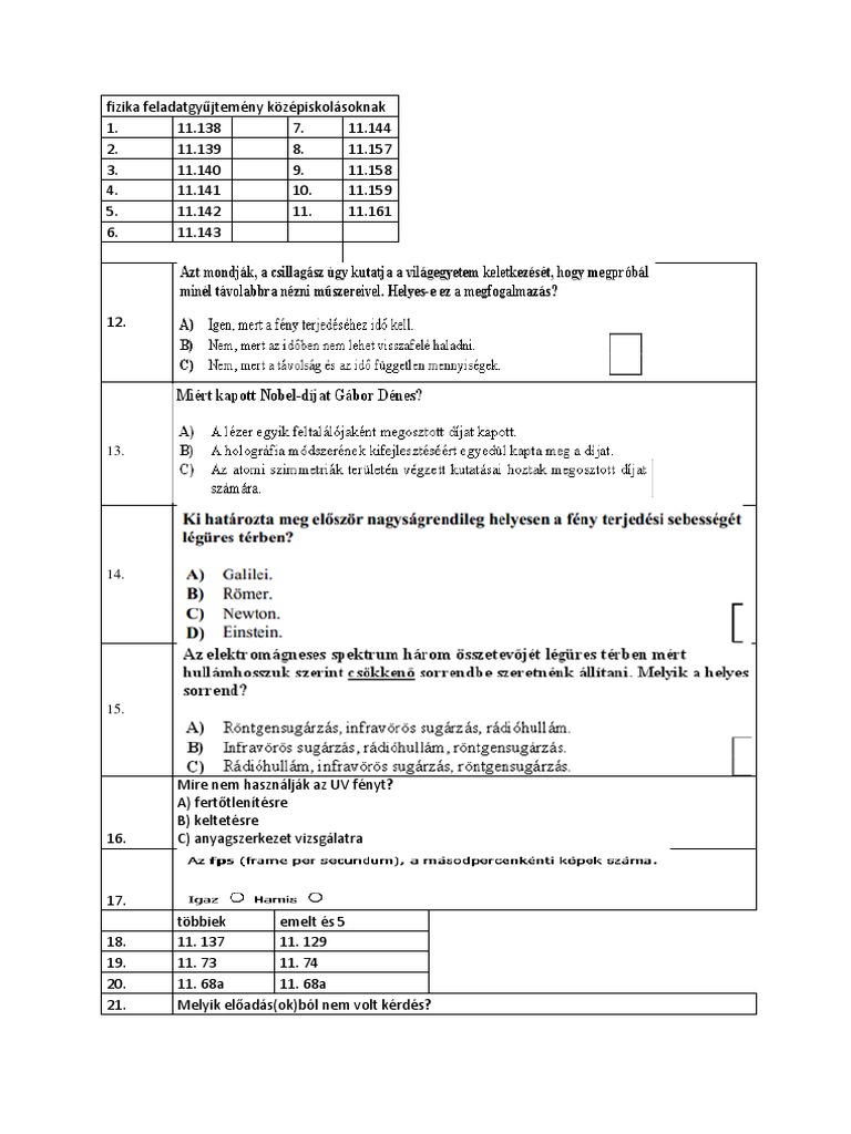 Fizika Feladatgyujtemeny Kozepiskolasoknak Részlet | PDF