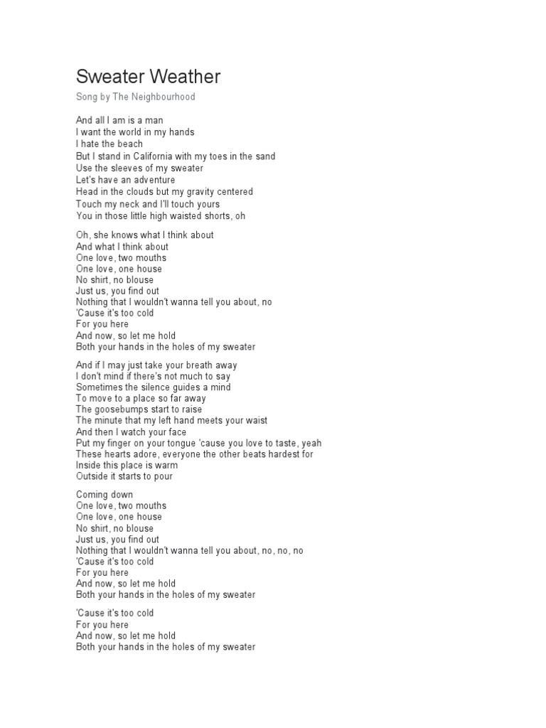 Sweater Weather: Song by The Neighbourhood | PDF