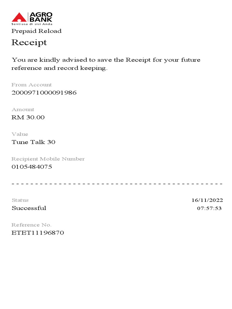 Prepaid Reload Receipt | PDF