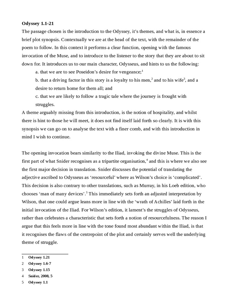 Odyssey Gobbet 1 | PDF | Odyssey | Iliad