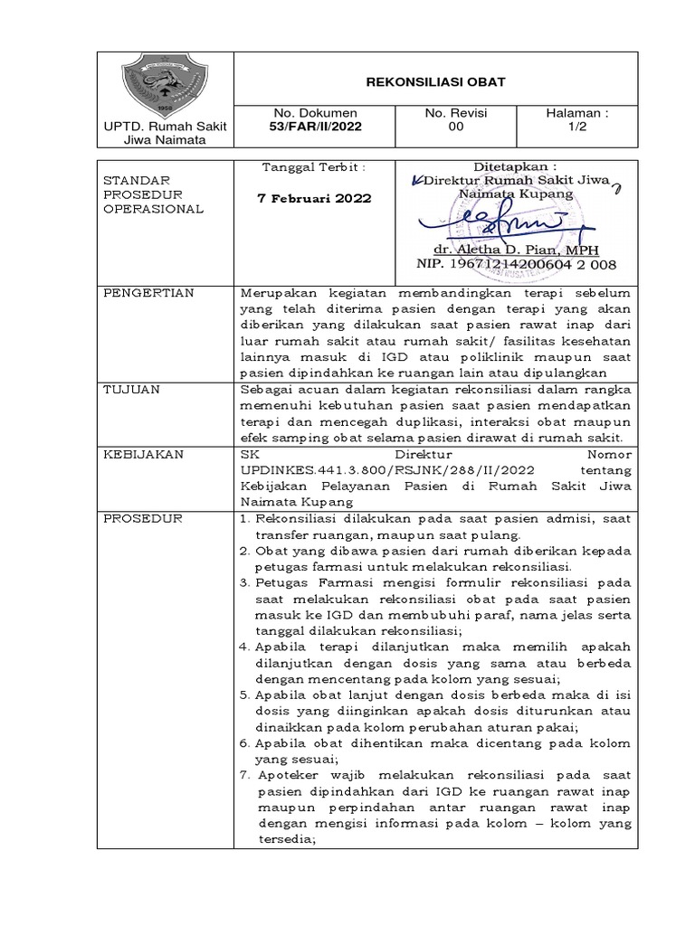 Rekonsiliasi Obat | PDF