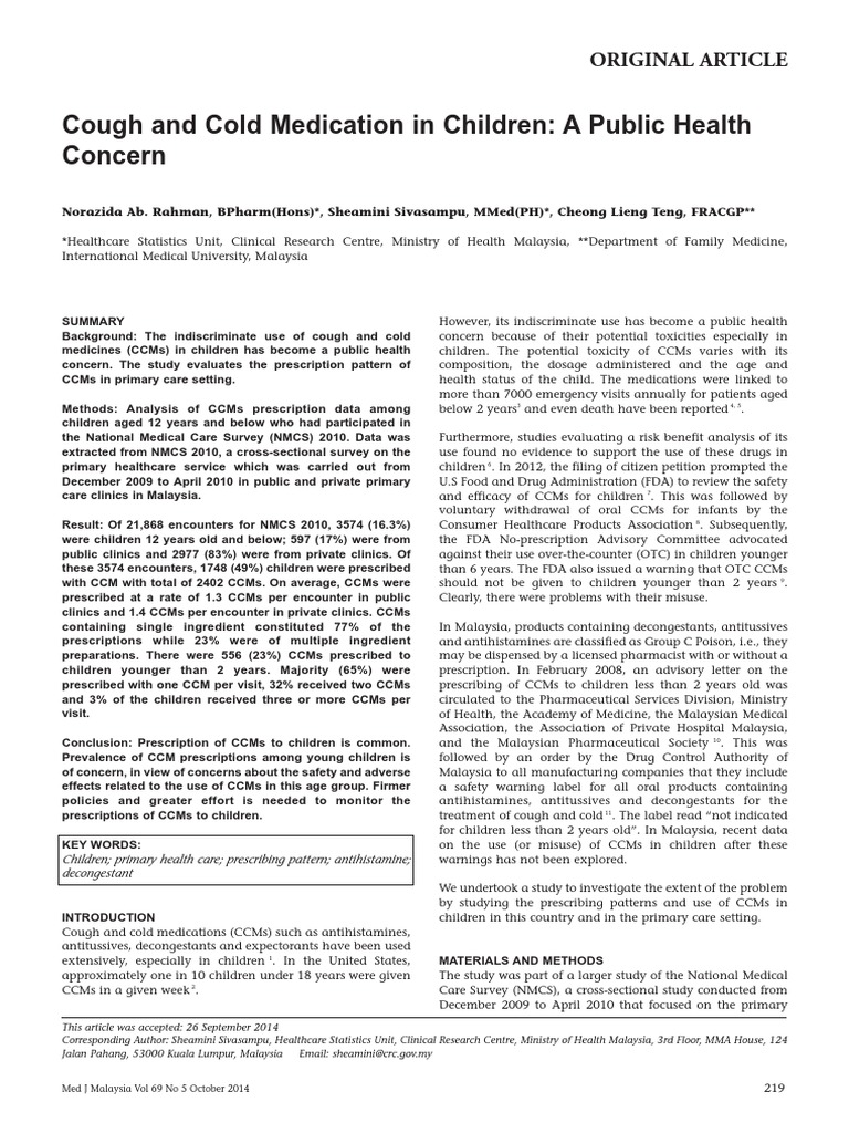 Cough and Cold Medicines | PDF | Medical Prescription | Prescription Drugs