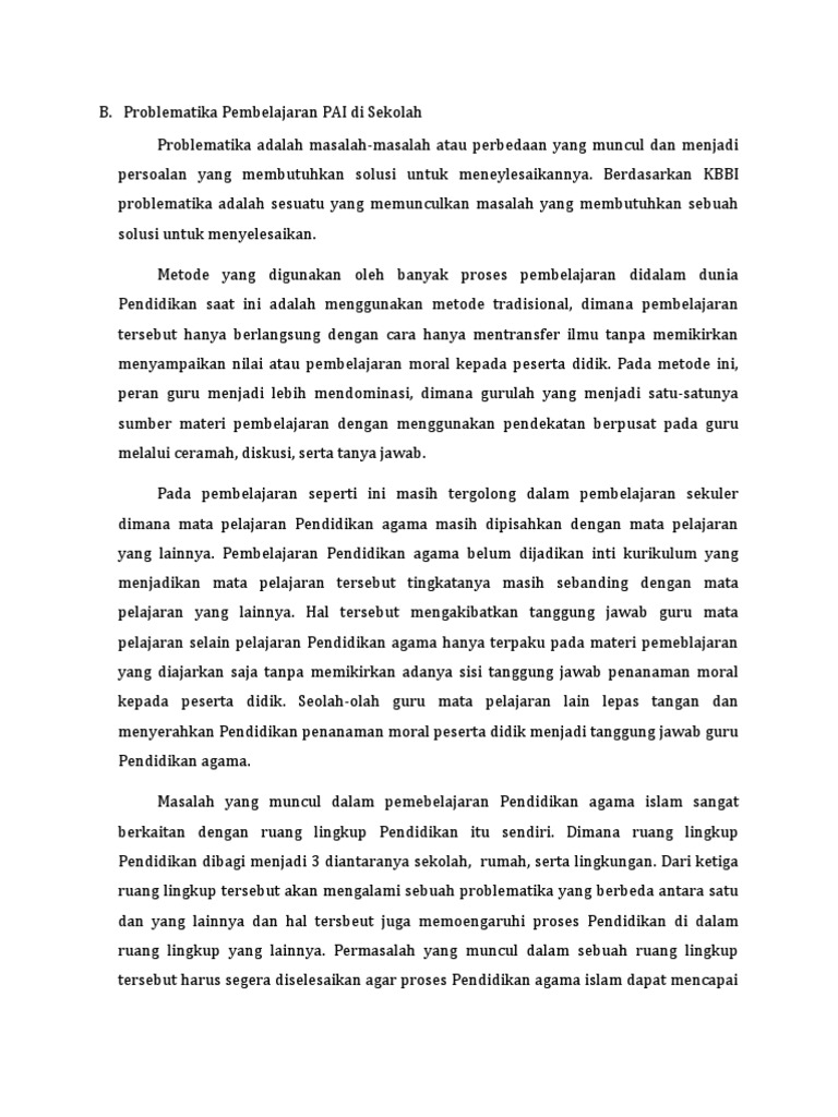 Problematika Pembelajaran PAI Di Sekolah-1 | PDF
