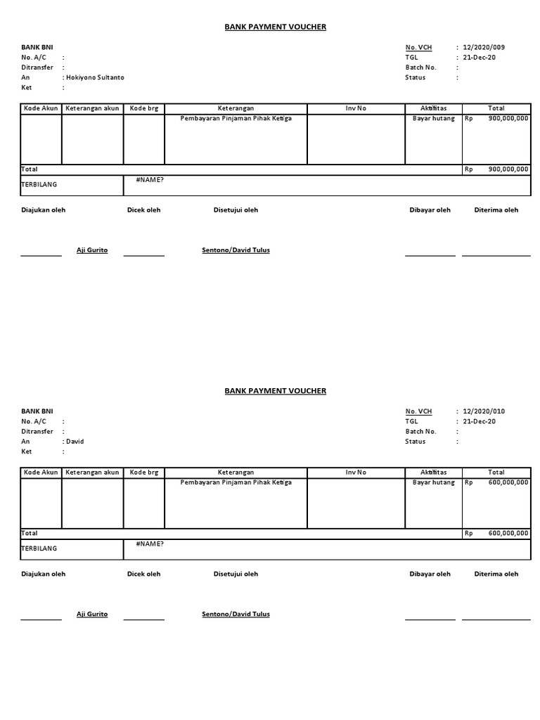 Voucher Bank Keluar | PDF