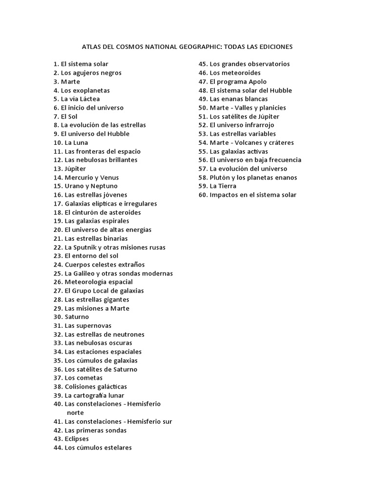 Atlas Del Cosmos National Geographic | PDF | Ciencias sociales ...