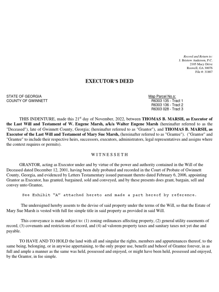 Executor Deed 1-Executed | PDF | Land Lot | Probate