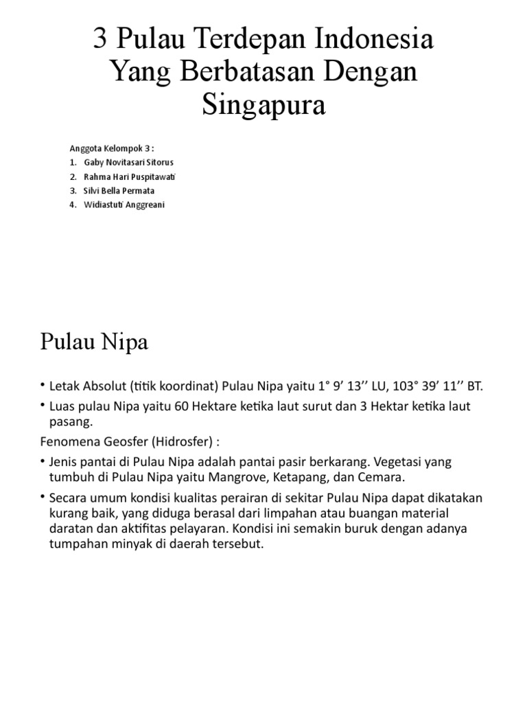Pulau Nipa: Terdekat dari Singapura | PDF | Griya & Taman