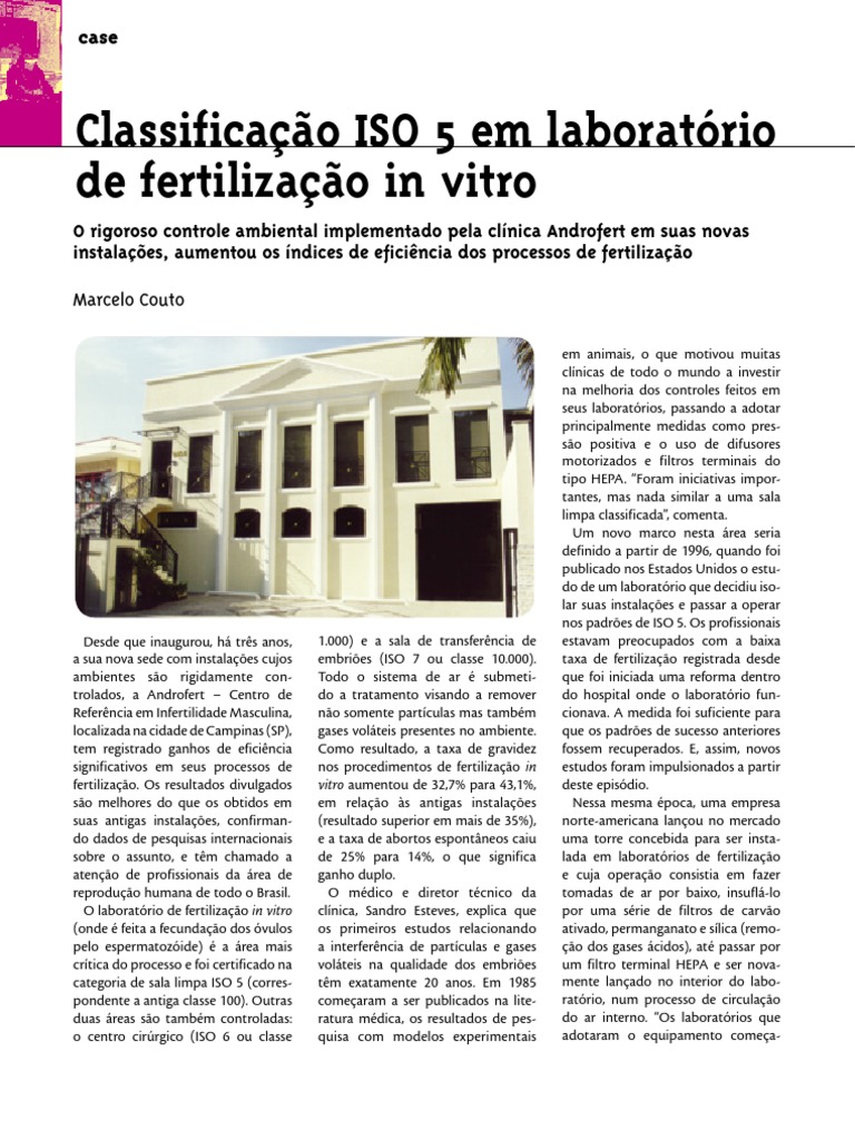 Classificação ISO 5 em Laboratório de Fertilização in Vitro - SBCC ...