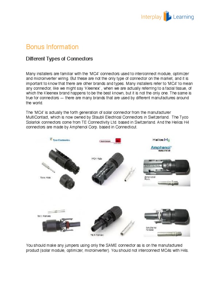Different Types of Connectors | PDF
