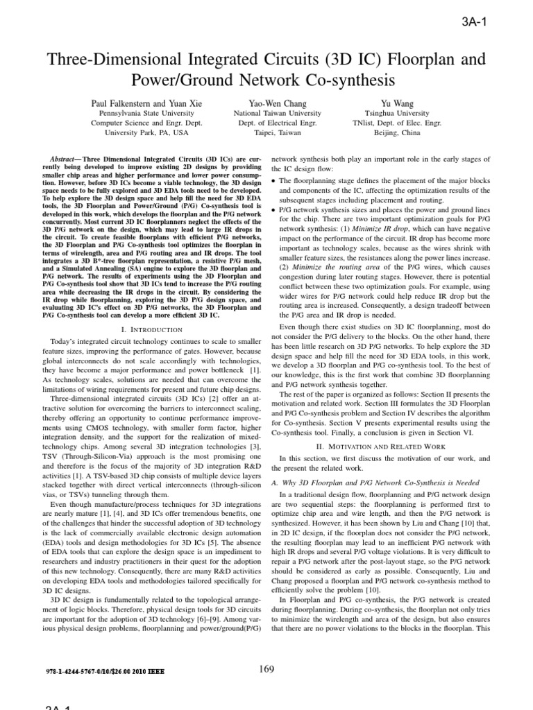 Three-Dimensional Integrated Circuits (3D IC) Floorplan and Power/Ground Network Co-Synthesis ...