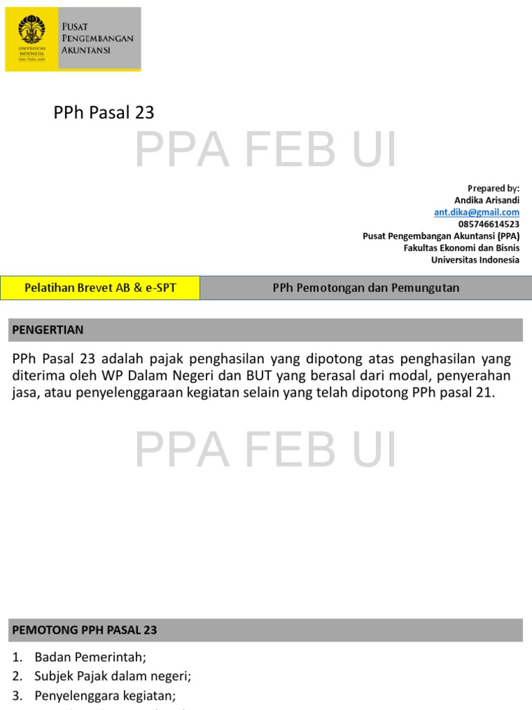 Materi PPH Pasal 23 | PDF