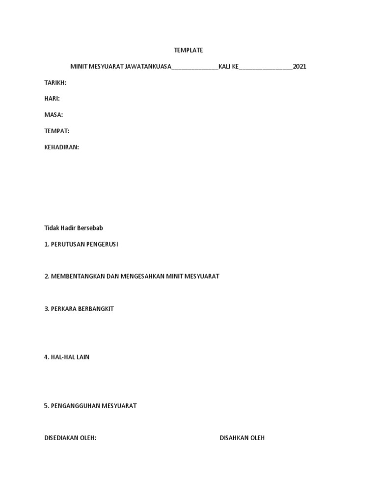 Template Minit Mesyuarat | PDF