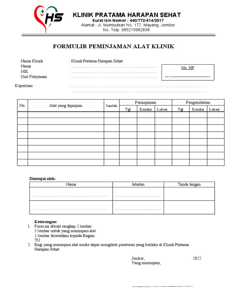 Formulir Peminjaman Alat | PDF