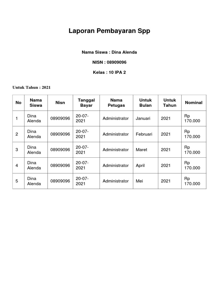 Contoh Kwitansi Pembayaran SPP | PDF
