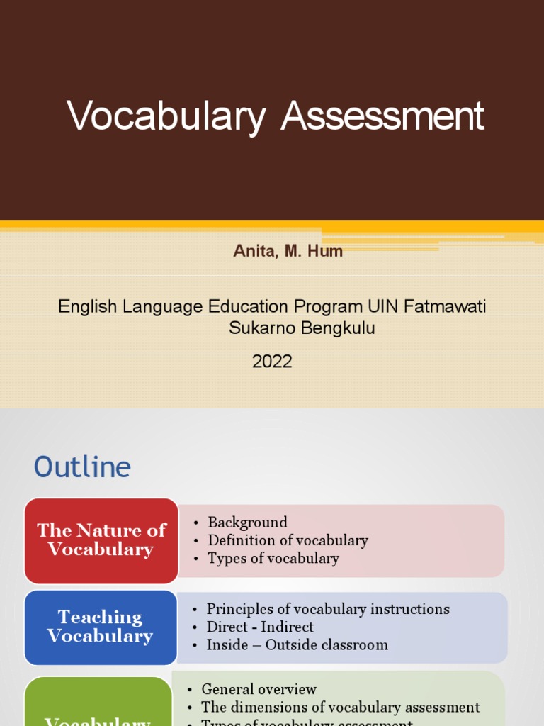 Testing Vocabulary ELT Assessment | PDF | Vocabulary | Educational ...