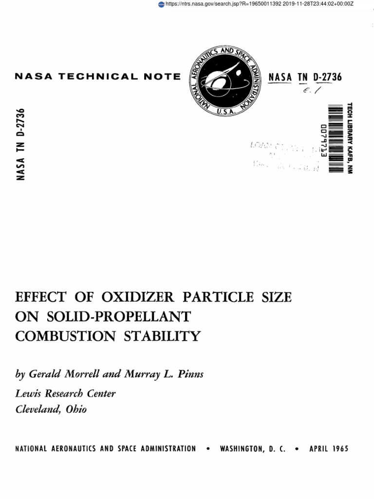 Effect of Oxidizer Particle Size Combustion Stability On Solid-Propellant | PDF | Rocket ...