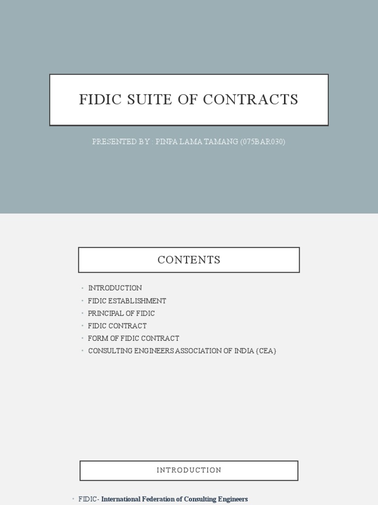 Fidic Suite of Contracts | PDF | Engineering | Economies