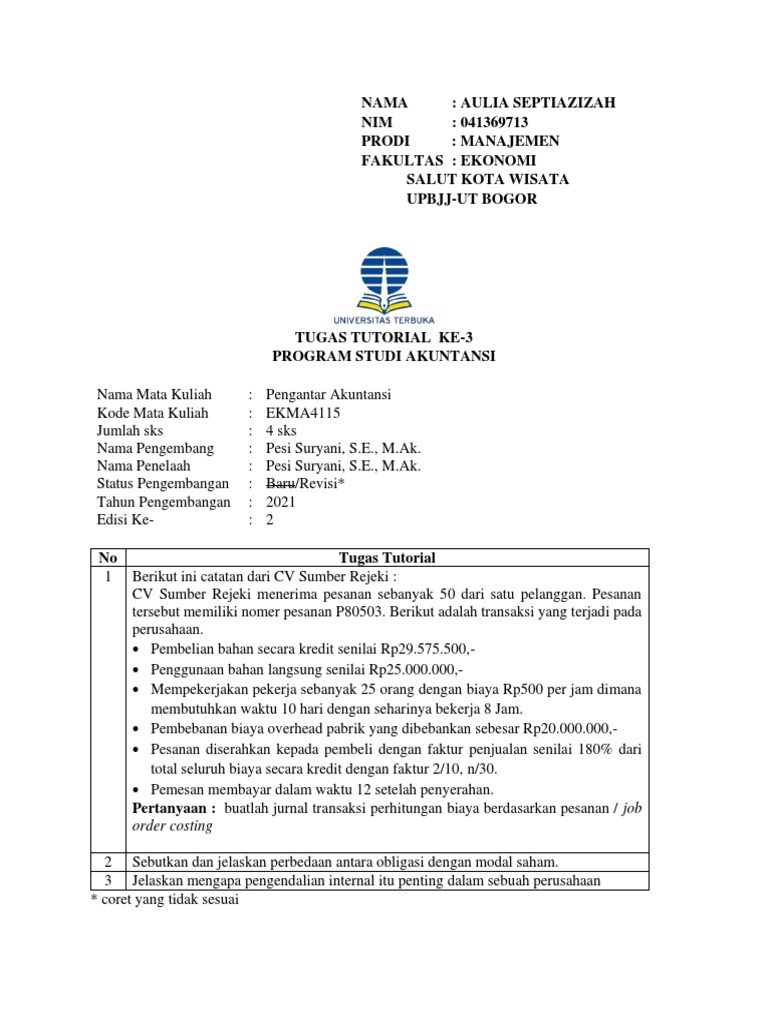 Tugas 3 Pengantar Akuntansi | PDF