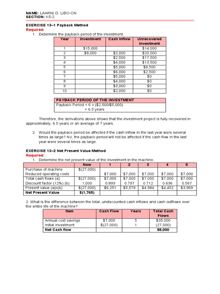 Libo On Capital Budgeting Assignment | PDF | Net Present Value | Internal Rate Of Return