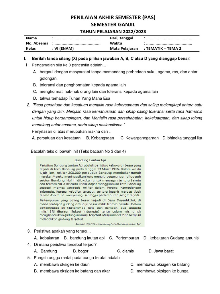Pas Tema 2 Kelas 6 | PDF