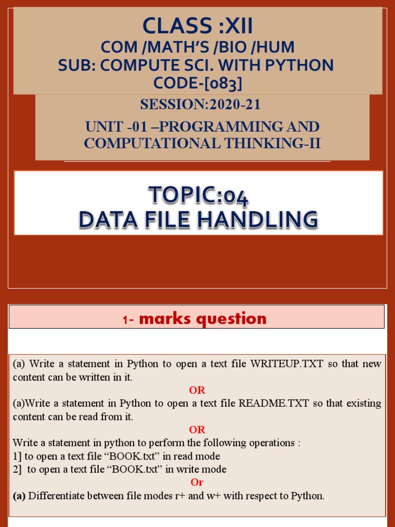 F 12 CH 04 TEXT FILE HANDLING 1 | PDF | Computer Data Storage | Comma Separated Values