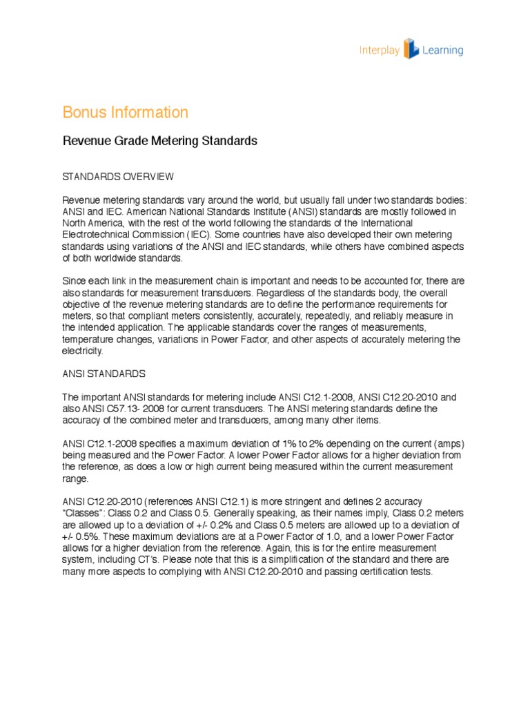 Revenue Grade Metering Standards | PDF | Accuracy And Precision ...