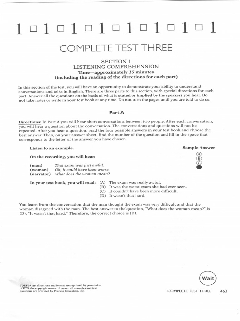 TOEFL ITP - LISTENING COMPREHENSION Part 3 | PDF | Test (Assessment ...