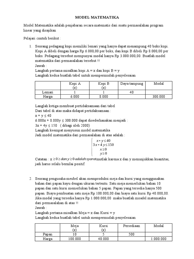 Model Matematika. | PDF