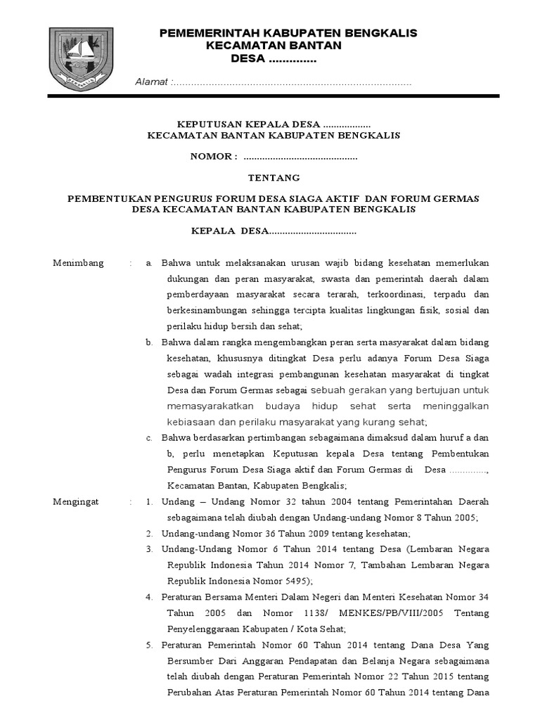 Contoh SK Desa Siaga Ok | PDF
