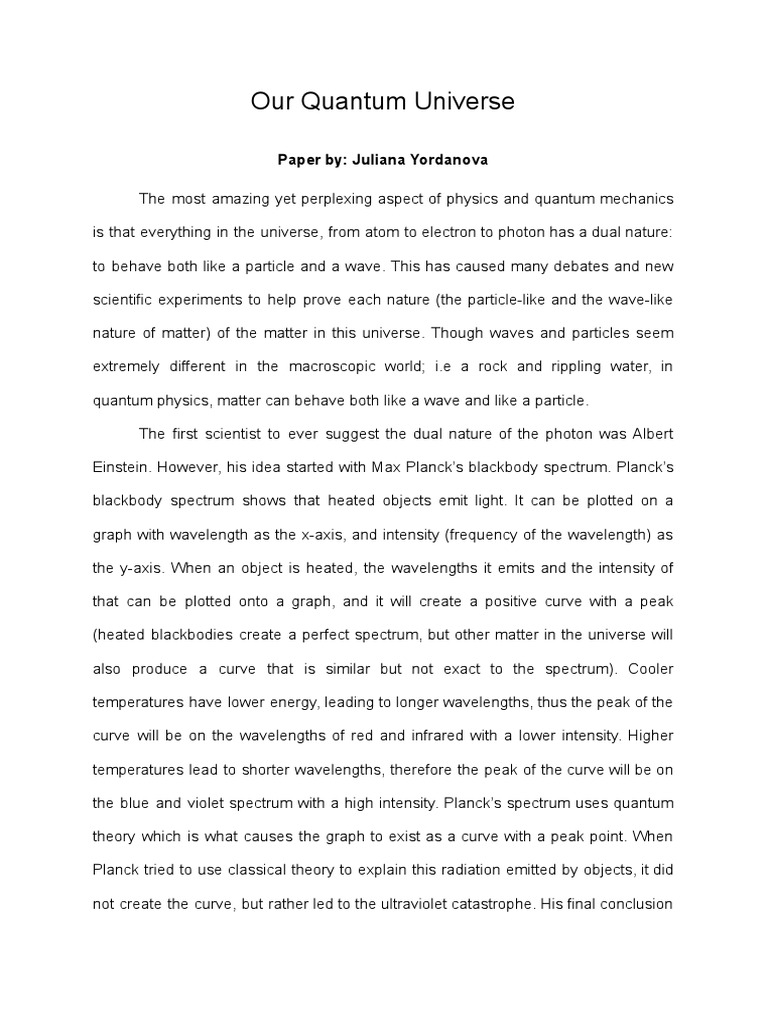 Quantum Physics Paper, Intro To Quantum Mechanics | PDF | Photoelectric ...