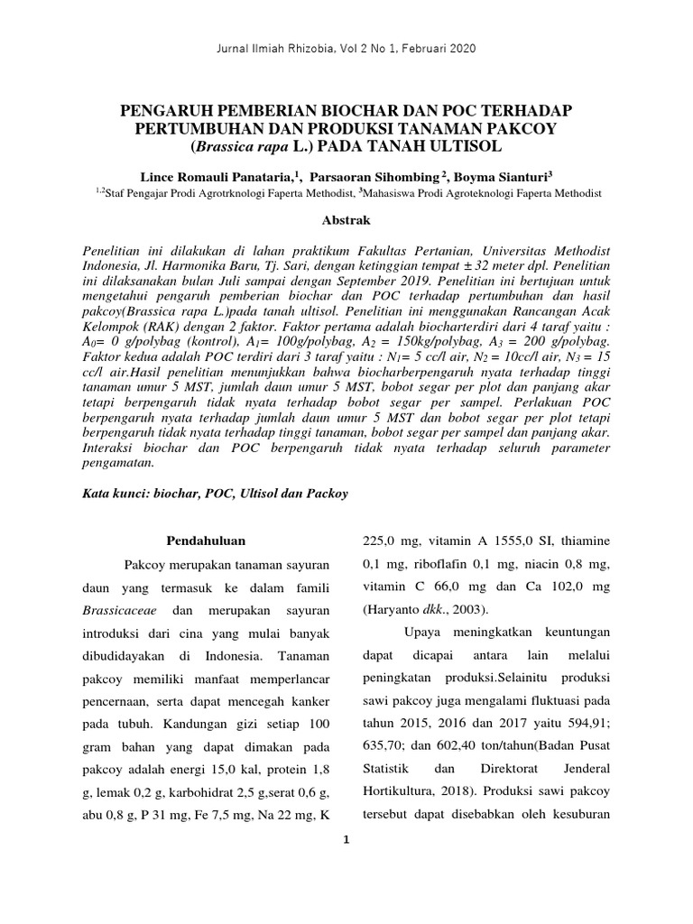 Pengaruh Pemberian Biochar Dan Poc Terha 3c3274cc | PDF