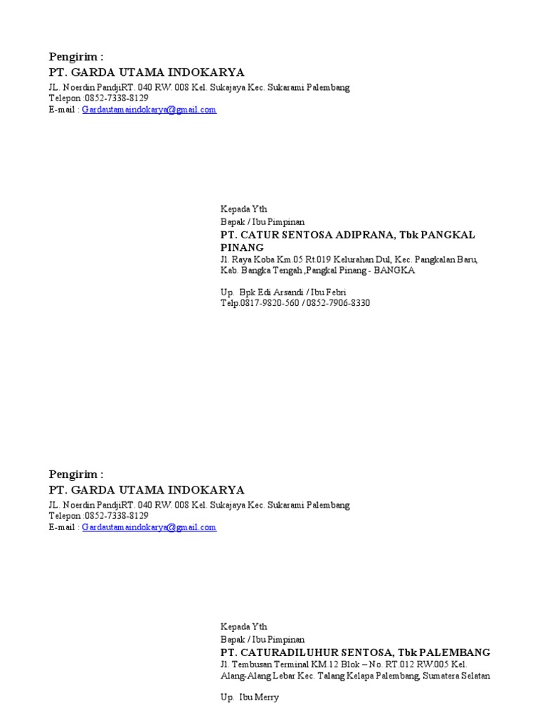 Label Alamat Csa PP | PDF