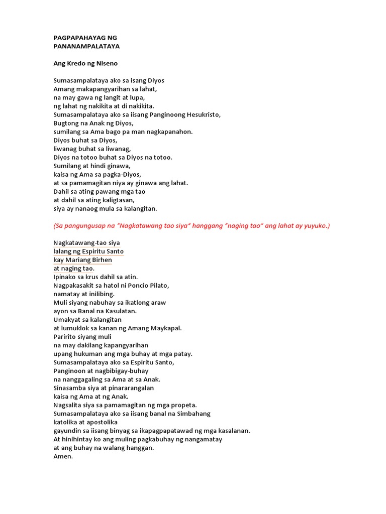 Ang Kredo Ng Niseno (Nicene Creed) | PDF