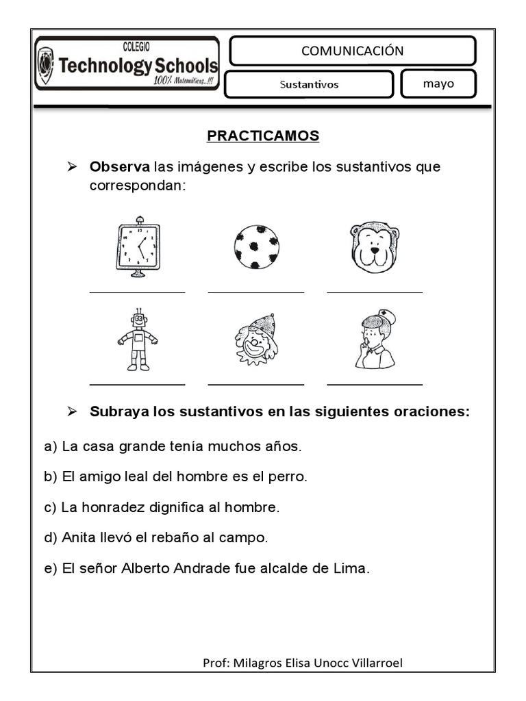 Ejercicios de Sustantivos para Niños | PDF