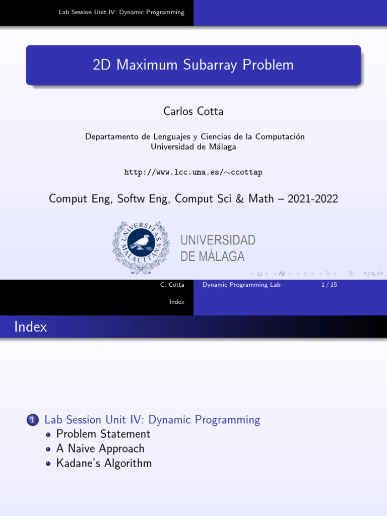 Kadane | PDF | Dynamic Programming | Computer Programming
