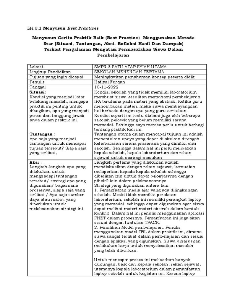 LK 3.1 Menyusun Best Practices | PDF