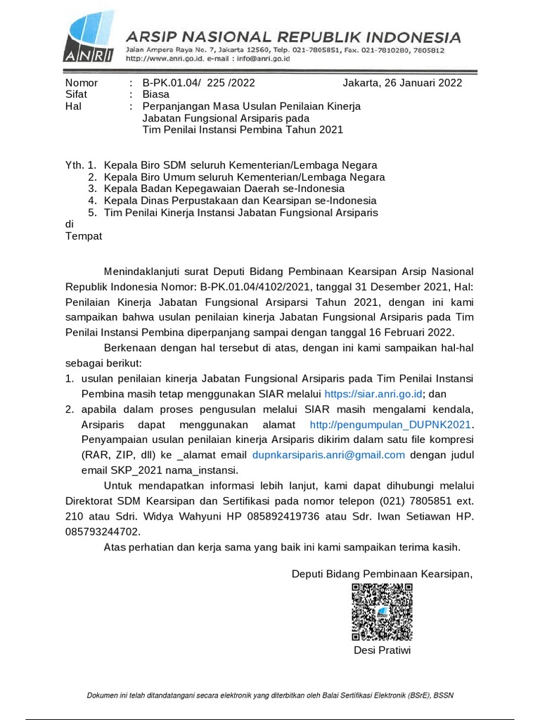 Surat Perpanjangan DUPNK - TTE | PDF