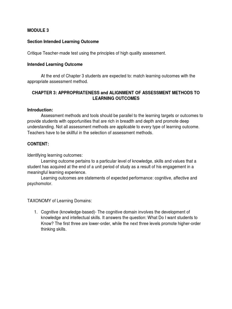 Assessment of Learning 1 | PDF | Learning | Self Report Study