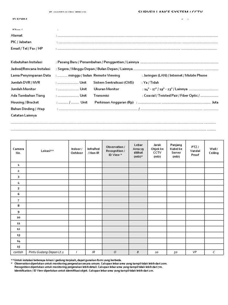 Form Survey CCTV Guideline | PDF