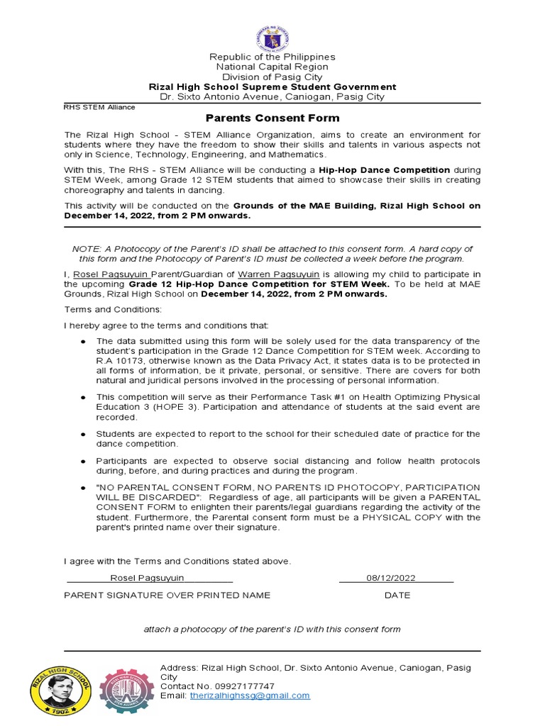 Parent Consent | PDF | Science, Technology, Engineering, And Mathematics