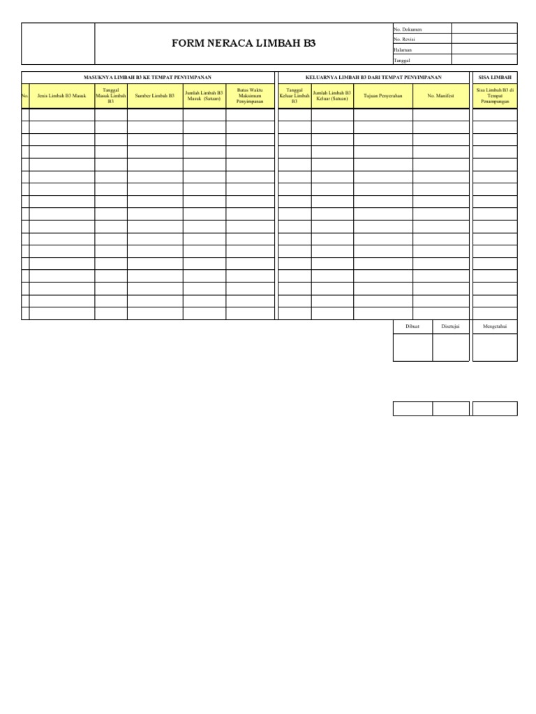 Form 213 Neraca Limbah B3 | PDF