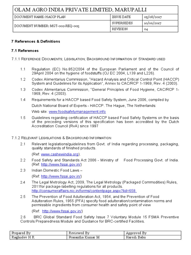 07 - References and Documents | PDF | Food Safety | Hazard Analysis And ...