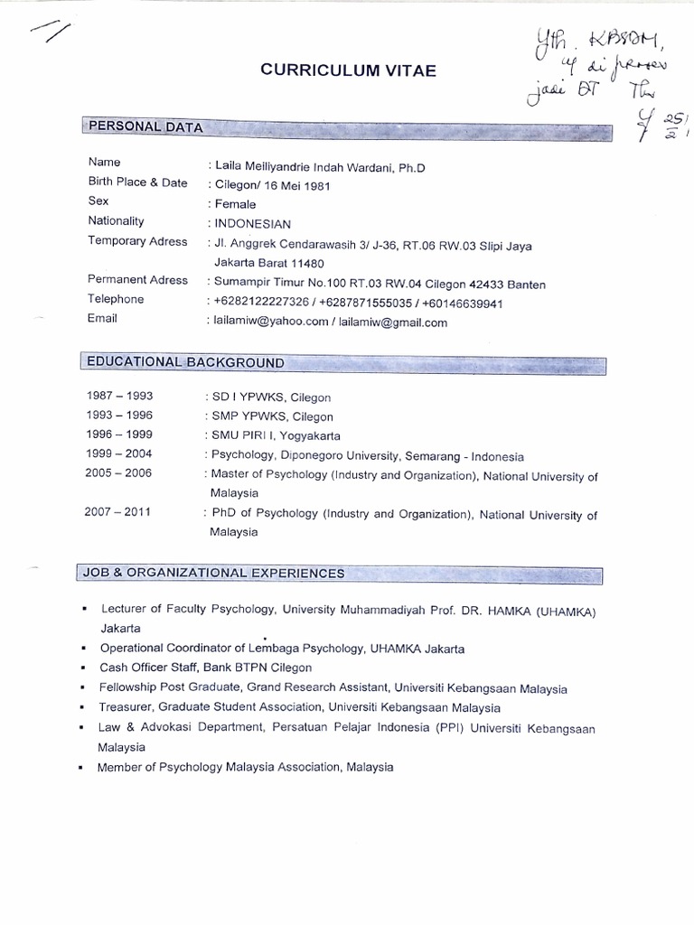 CV Bu Laila | PDF | Psychological Concepts | Applied Psychology