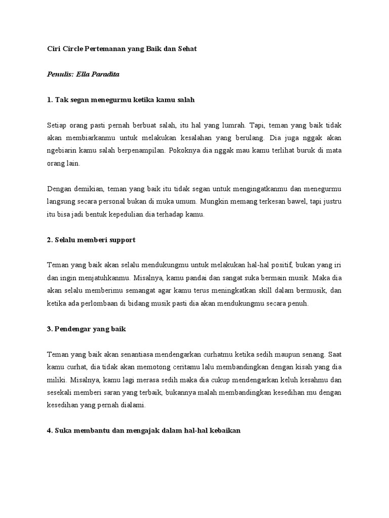 Ciri Circle Pertemanan Yang Baik Dan Sehat | PDF