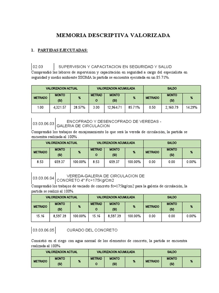 5.5 Memoria Descriptiva Valorizada - Val 3 | PDF | Materiales ...