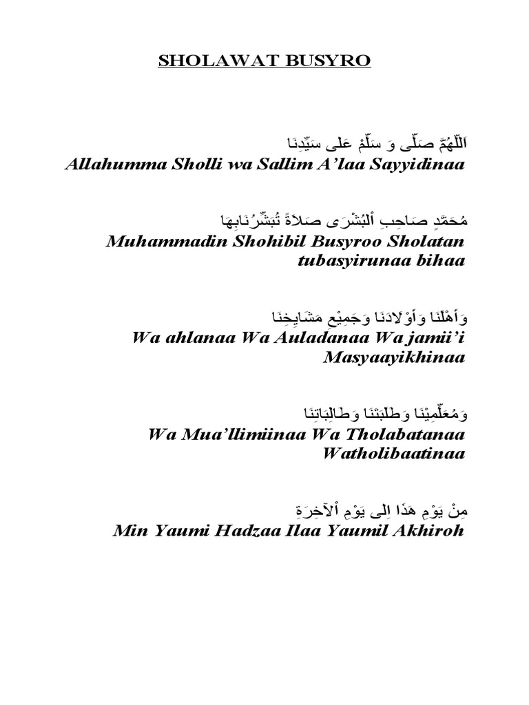 Lirik Sholawat Busyro | PDF Lirik Sholawat Busyro | PDF